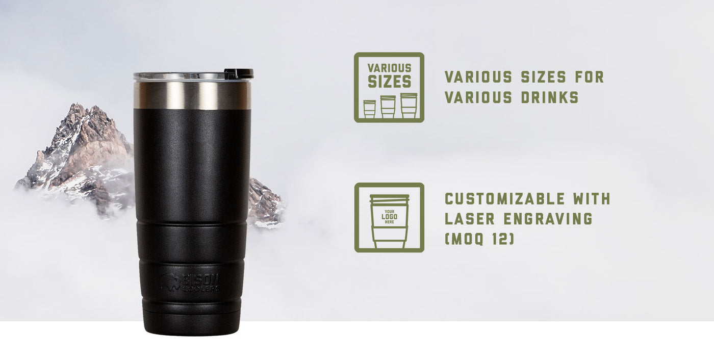 Black 22 oz Bison Tumbler - Bison Coolers