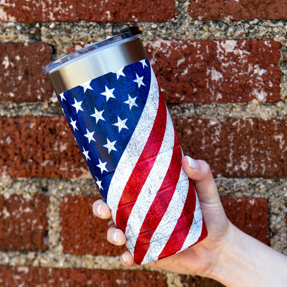 22oz Leakproof Tumbler | American Flag Stainless Steel | Bison Coolers
